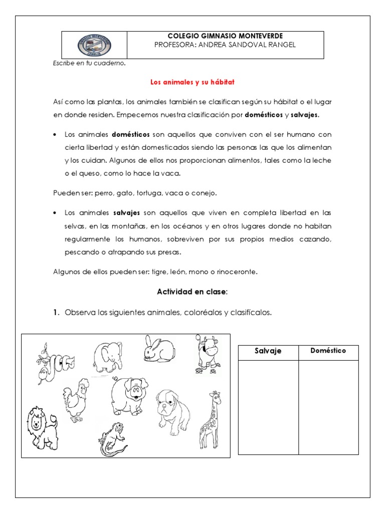 Los Animales y Su Hábitat | PDF