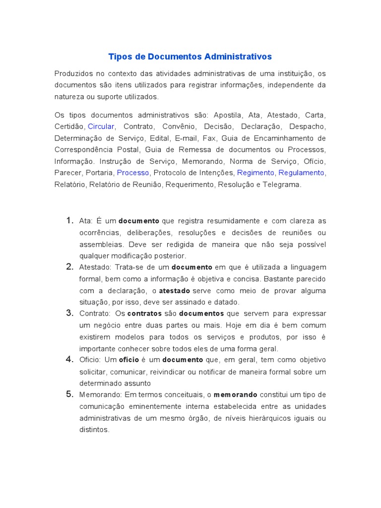 Os principais tipos de documentos administrativos e suas ...