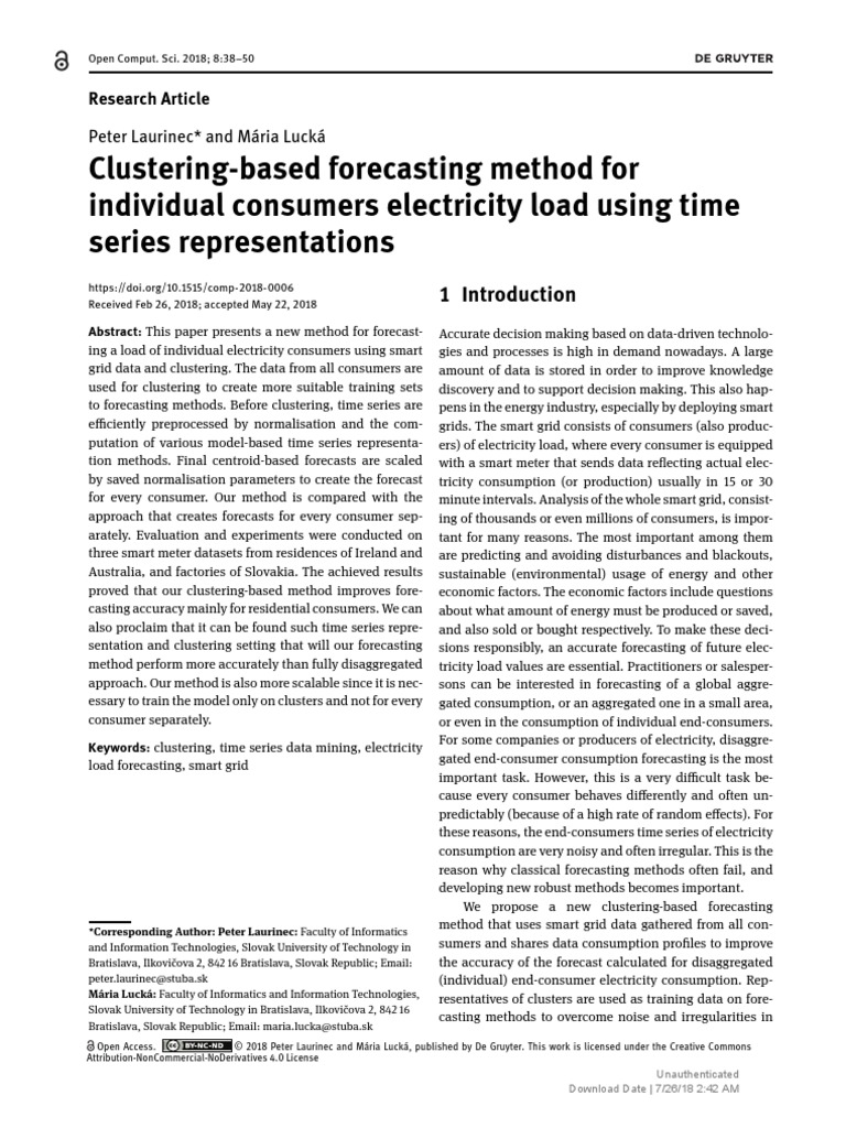 Clustering-Based Forecasting Method For Individual | PDF | Forecasting ...