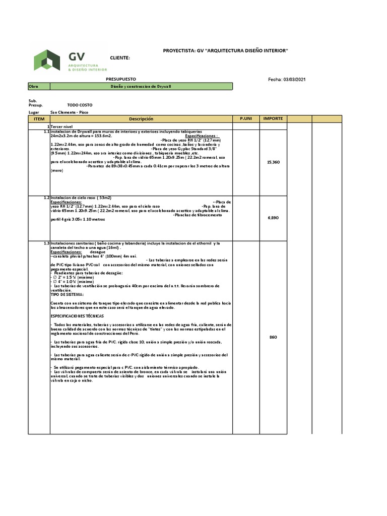 PROFORMA | PDF | Materiales | Materiales de construcción