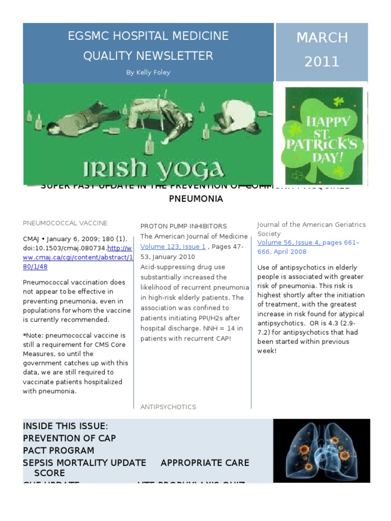 March 2011 Newsletter | Download Free PDF | Sepsis | Pneumonia