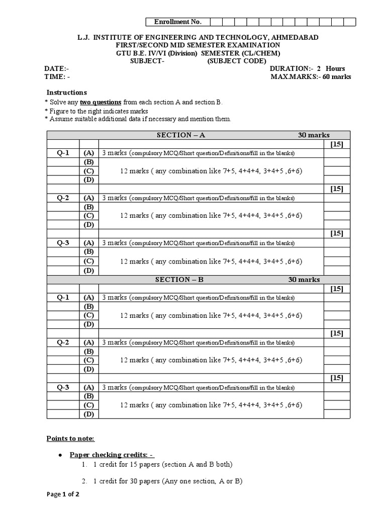 MSE Paper Format SEM IV VI | PDF | Educational Assessment And Evaluation