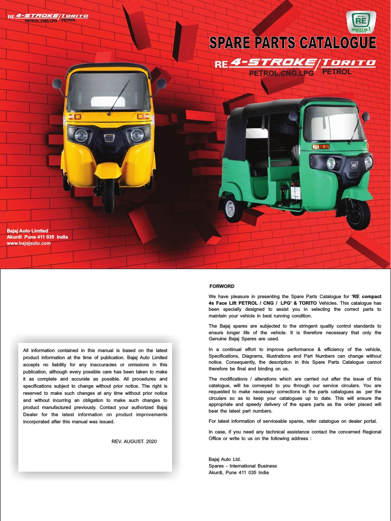 Bajaj RE Spare Parts Catalogue | PDF | Clutch | Axle