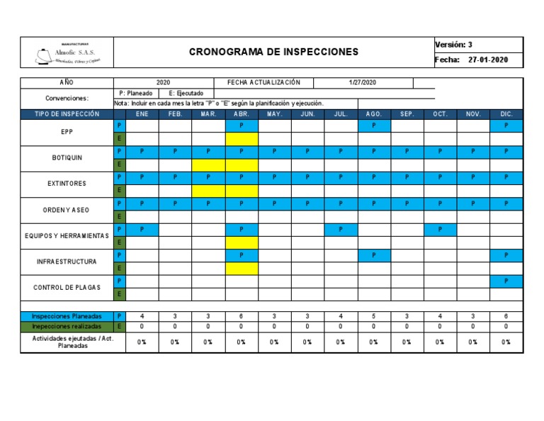 2020 - Cronograma de Inspecciones | PDF | Business