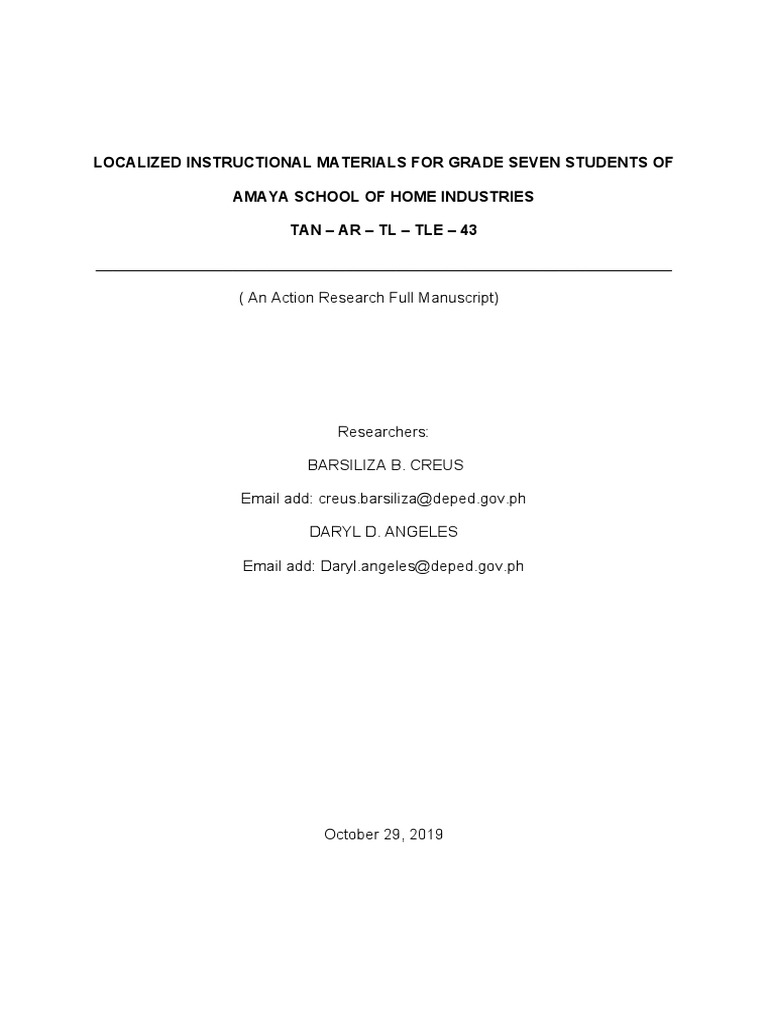 Localized Instructional Materials For Grade Seven Students of Amaya ...