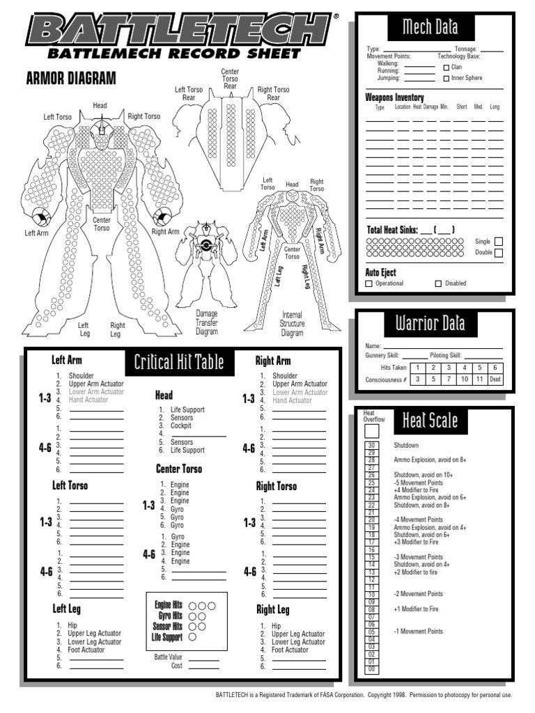 Ficha de Mech Basica | PDF