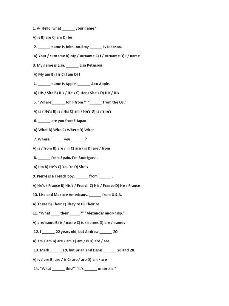 Elementary Test | PDF | Linguistic Typology | Grammar
