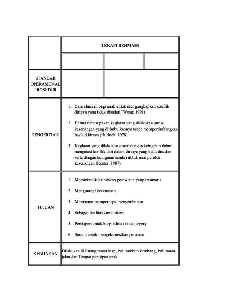 SOP Terapi Bermain Anak | PDF