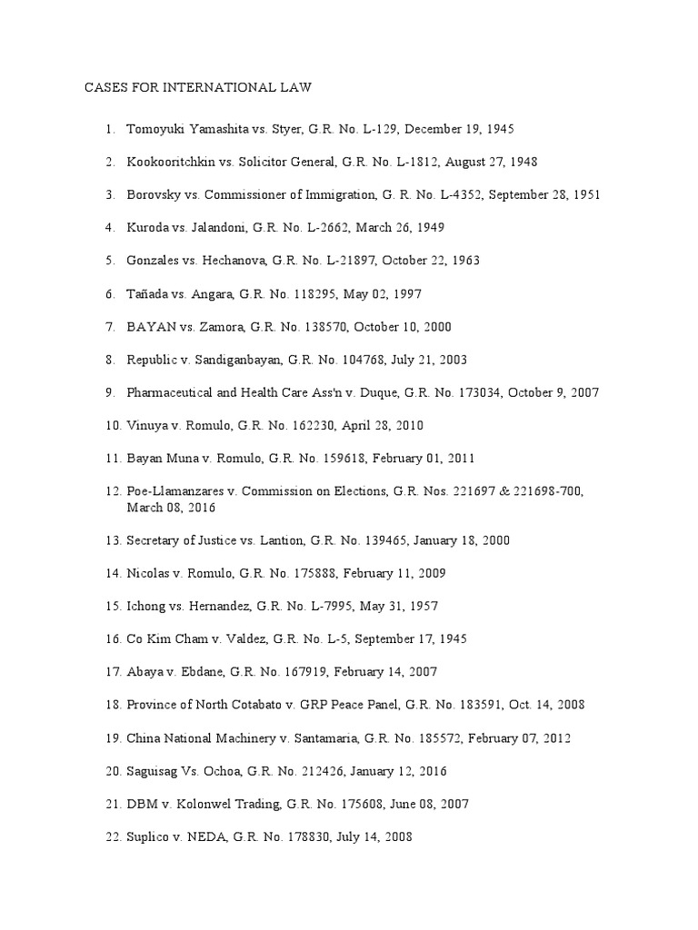 PH Cases For International Law | PDF
