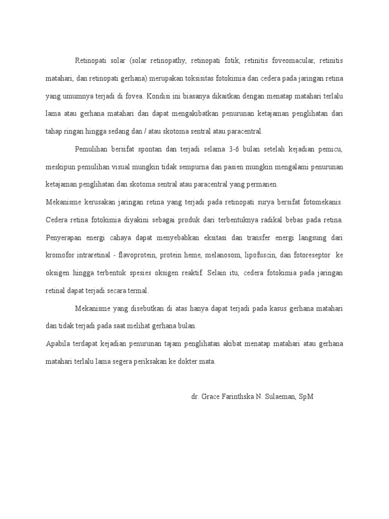 Dampak Retinopati Solar pada Penglihatan | PDF | Pengembangan Diri ...