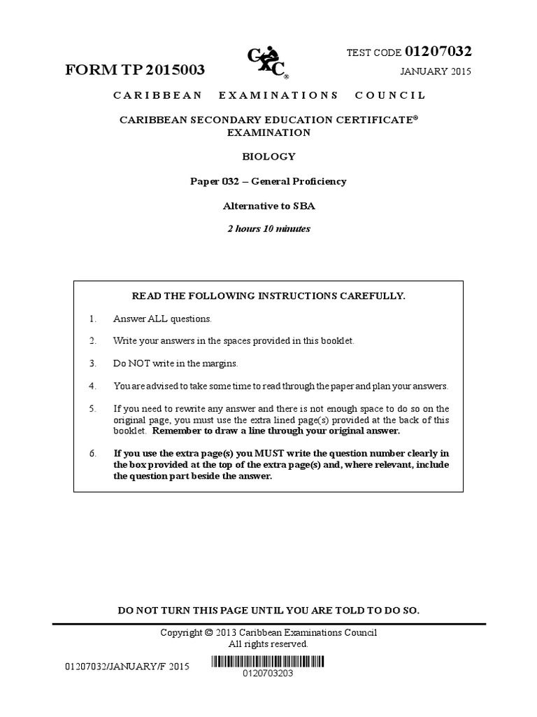 CSEC Biology Past Papers | PDF | Osmosis | Soil