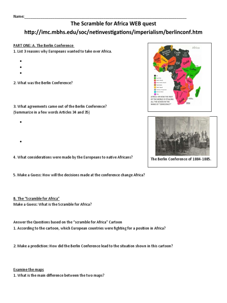 Scramble For Africa Webquest AC 2atd3je | PDF | Africa | International ...