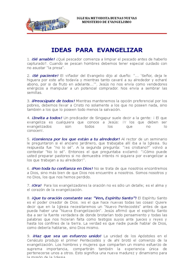 20 Ideas para Evangelizar | PDF | Evangelización | Cristo (título)