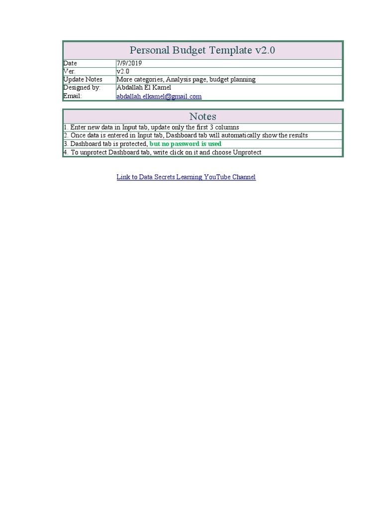 The Smart Personal Budget Template v2 | PDF | Grocery Store ...
