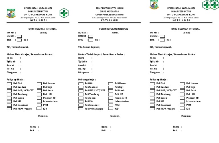 Form Rujukan Internal Puskesmas Jambi | PDF