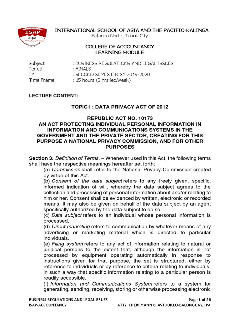 Isap-Finals Module-Business Regulations and Legal Issues | PDF ...