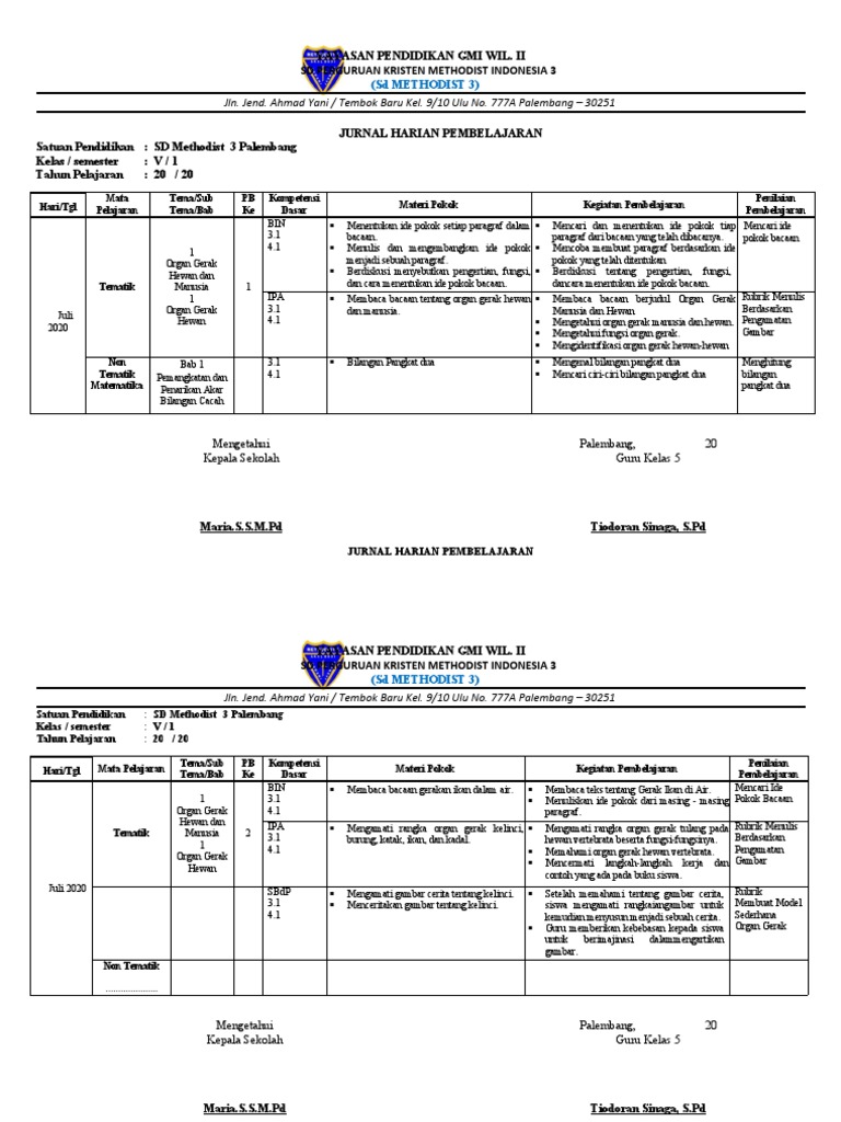 Jurnal Kelas 5 Tema 1 | PDF