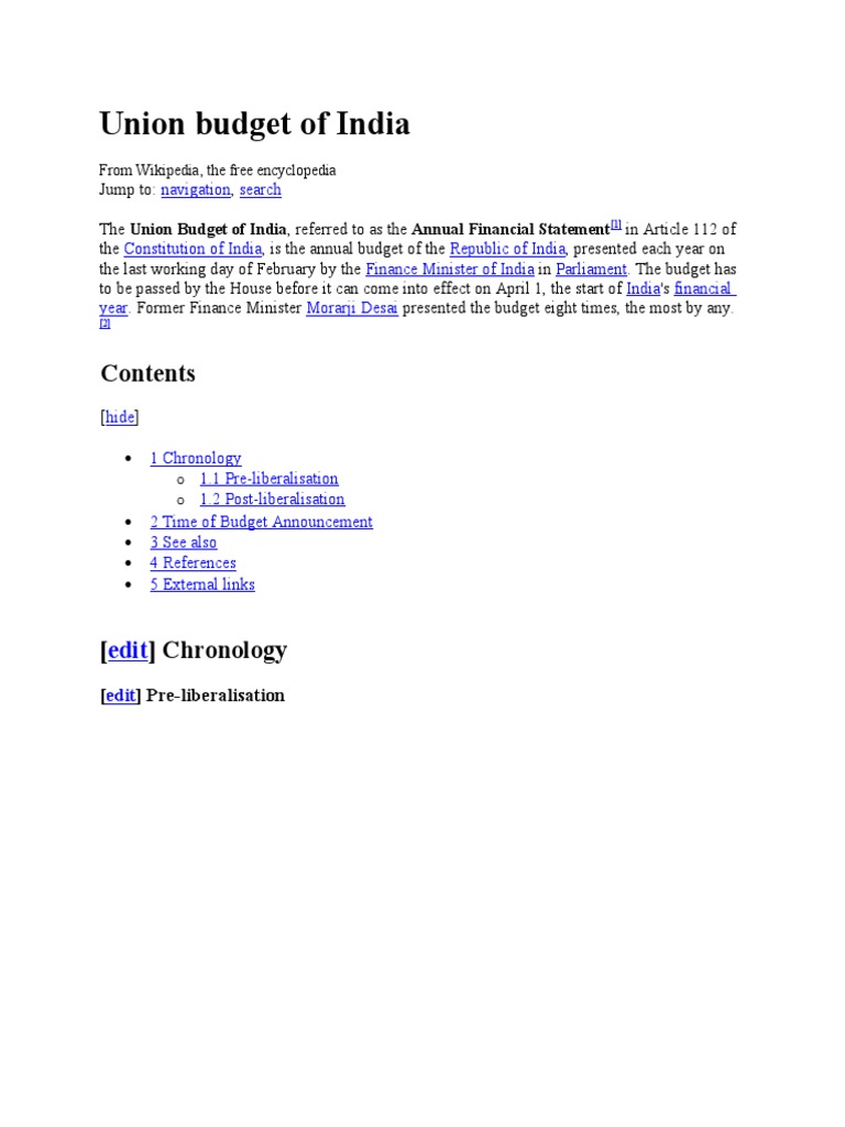 Overview of the Union Budget of India: Key Details on the Annual ...