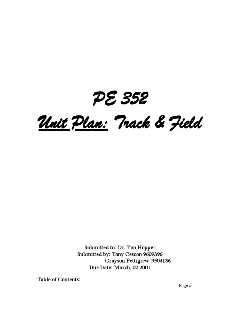 Track and Field Lesson Plan | PDF | Physical Education | Track And Field