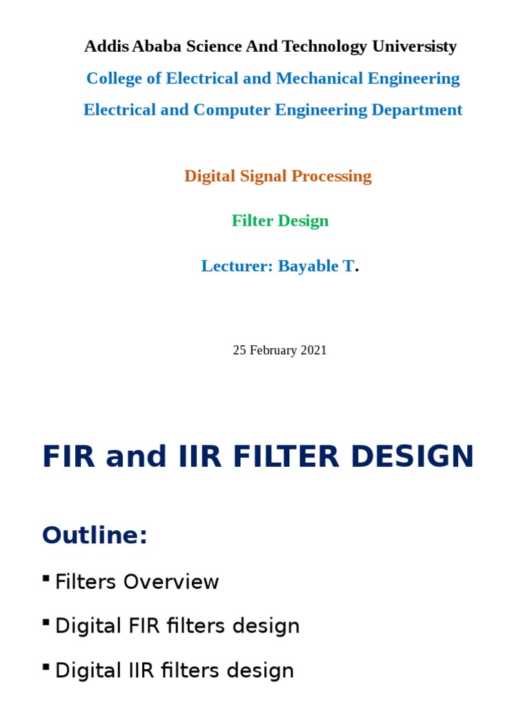 College of Electrical and Mechanical Engineering Electrical and Computer Engineering Department ...