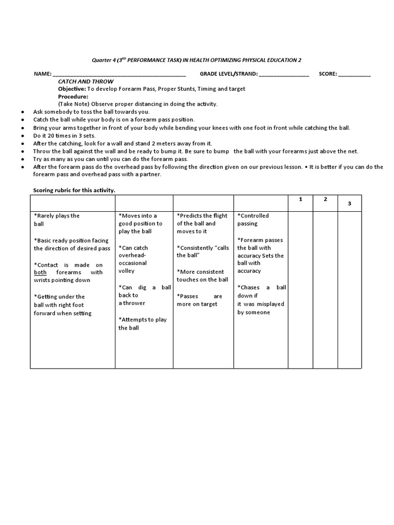 QTR 4 - Performance Task 3 | PDF | Ball Games | Hobbies