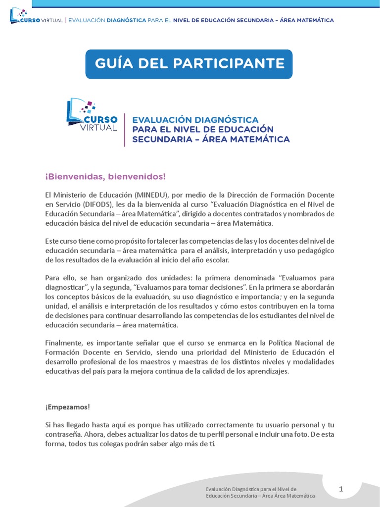 Curso de Evaluación Diagnóstica Matemática | PDF | Evaluación ...