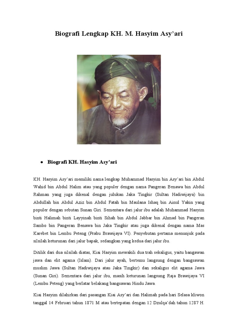 Biografi Lengkap KH Hasyim Asy'Ari | PDF