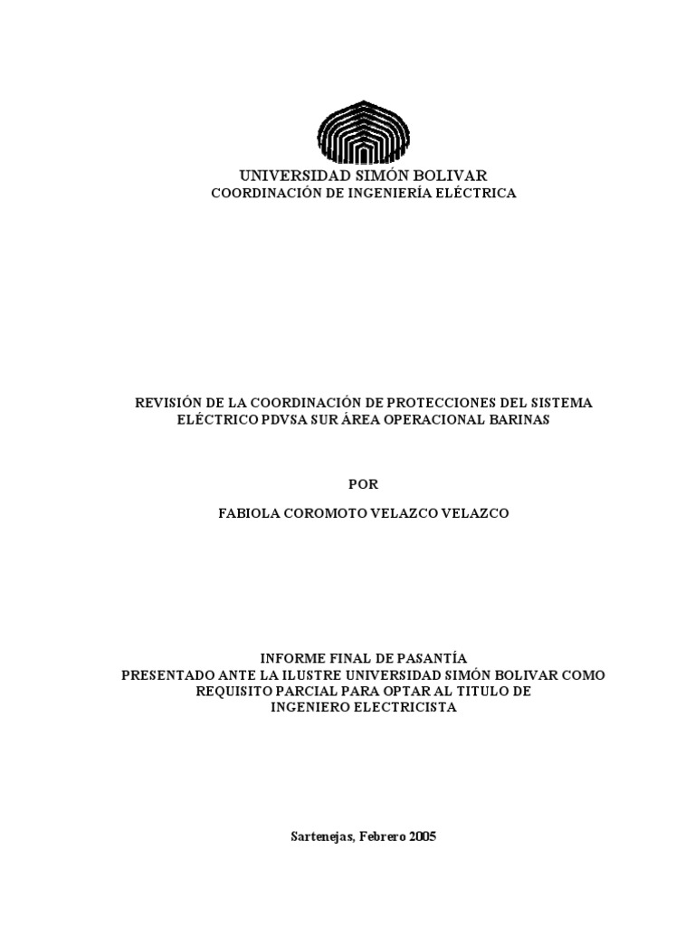 Revisión de Protecciones Eléctricas PDVSA Barinas | PDF | Relé ...