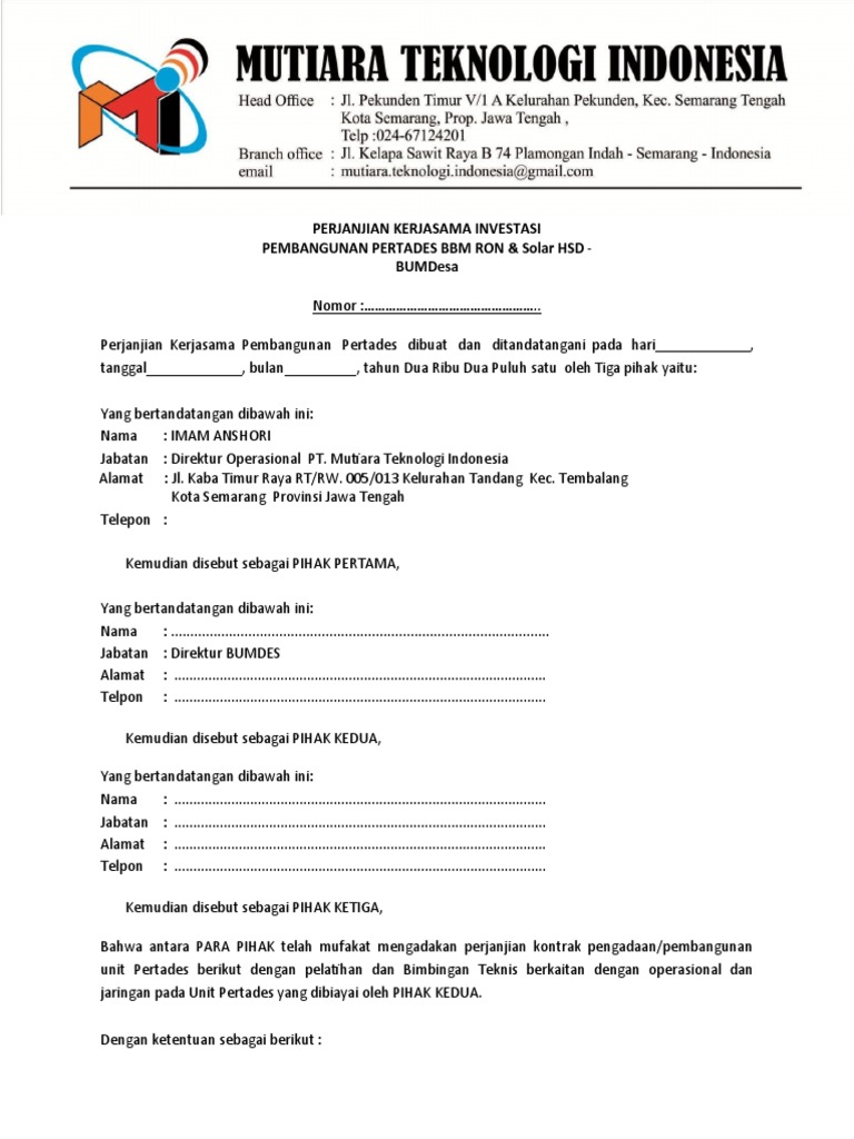 Mou Mti HSD & Ron - Jatim | PDF | Pengelolaan Keuangan & Uang