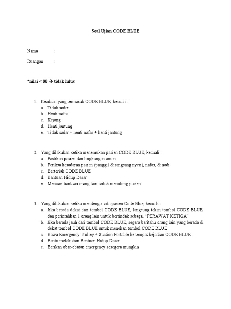 Prosedur Tanggap Darurat CODE BLUE | PDF | Sains & Matematika | Gaya Hidup