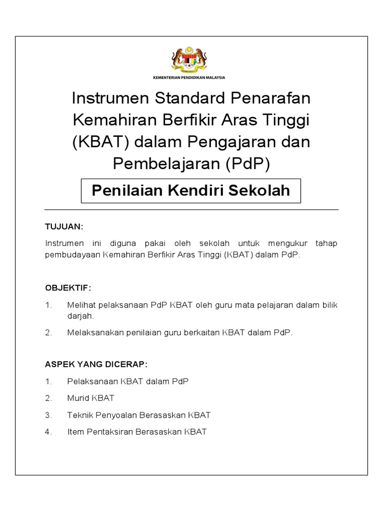 Instrumen Pemantauan KBAT | PDF