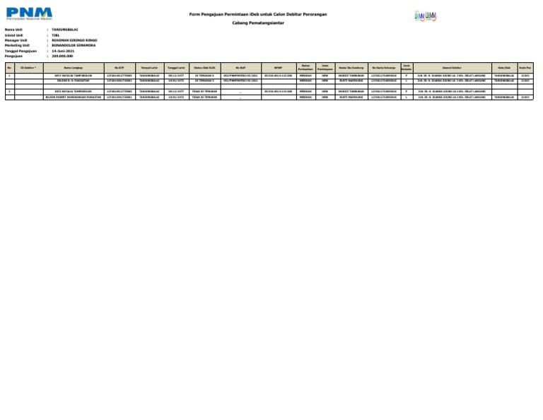 Form Permohonan Ideb SLIK | PDF