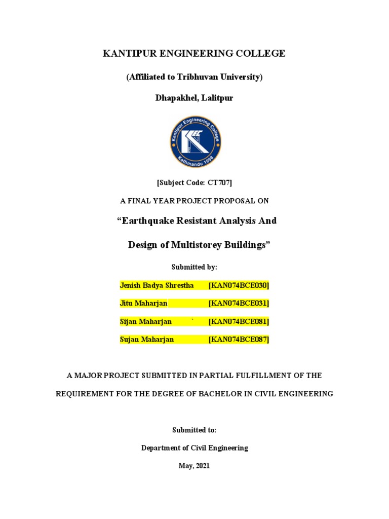 Project Proposal | PDF | Structural Load | Earthquake Engineering