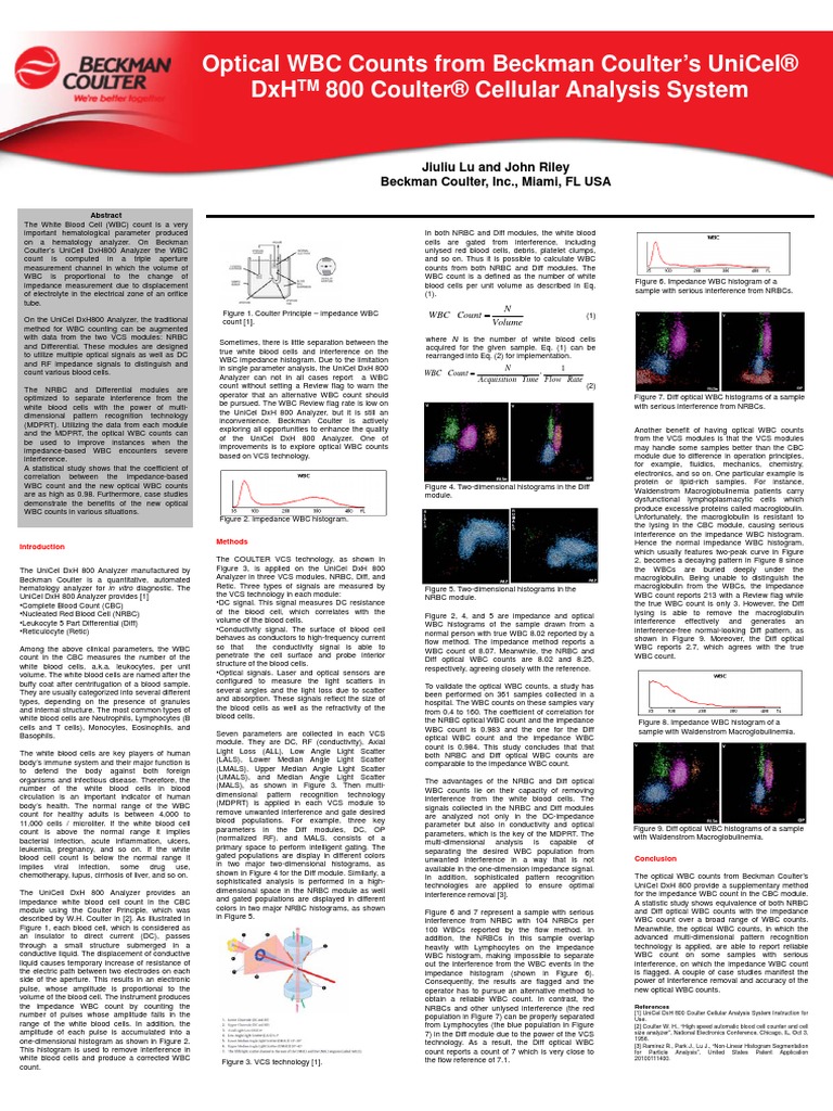 Optical DXH 800 | PDF | White Blood Cell | Medical Specialties