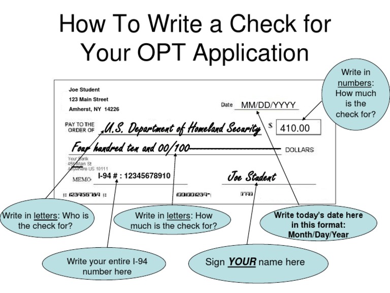 How To Write A Check For Your OPT Application | PDF