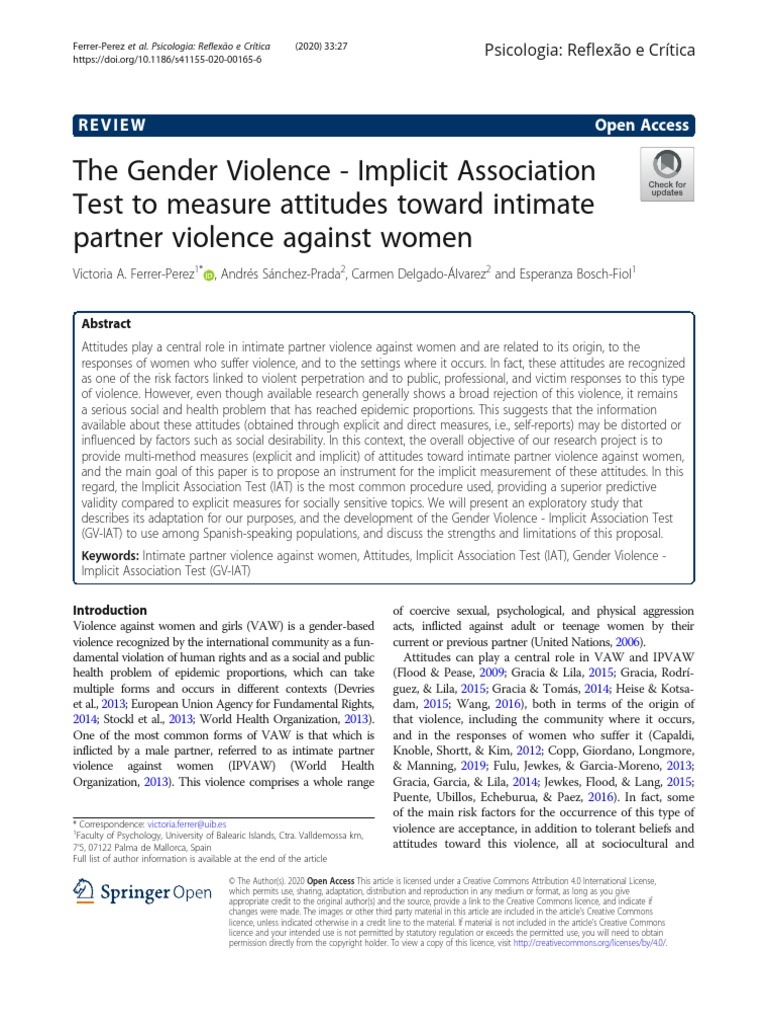 The Gender Violence - Implicit Association Test To Measure Attitudes ...