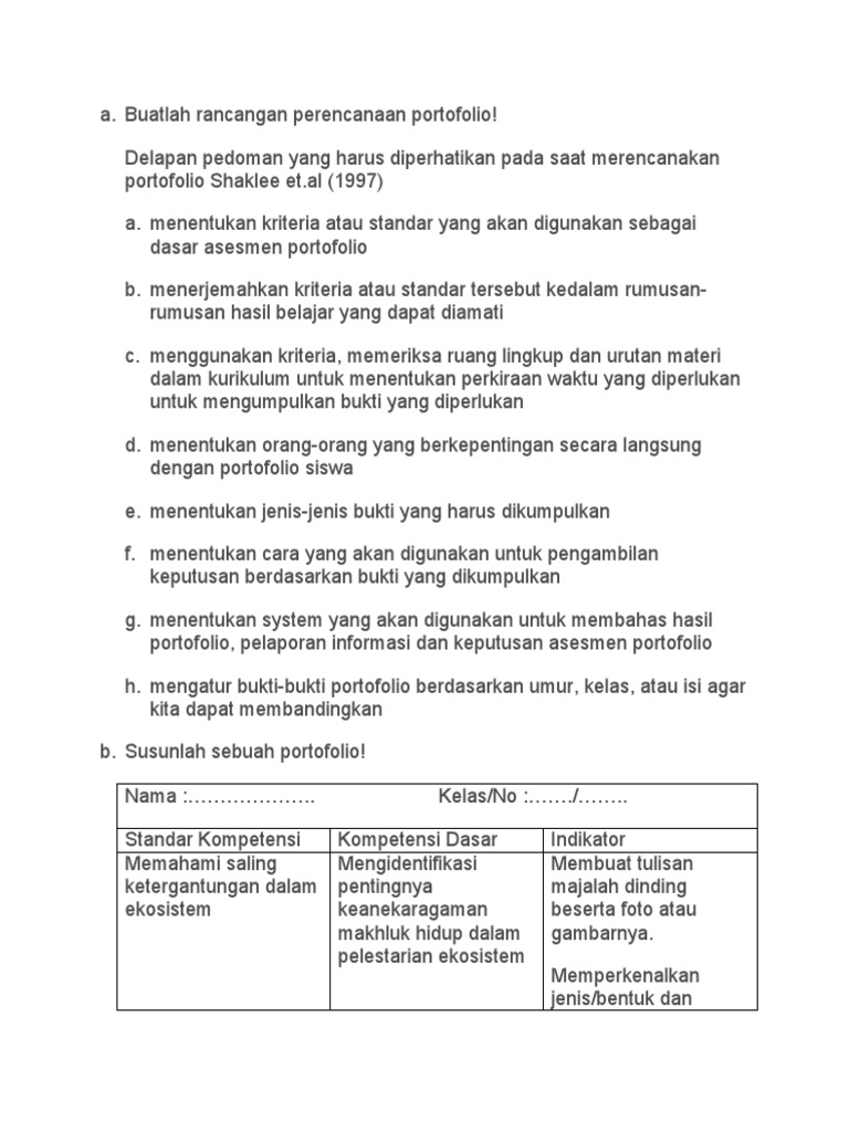 Buatlah Rancangan Perencanaan Portofolio | PDF