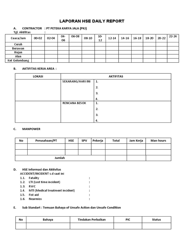 Form Laporan Harian | PDF