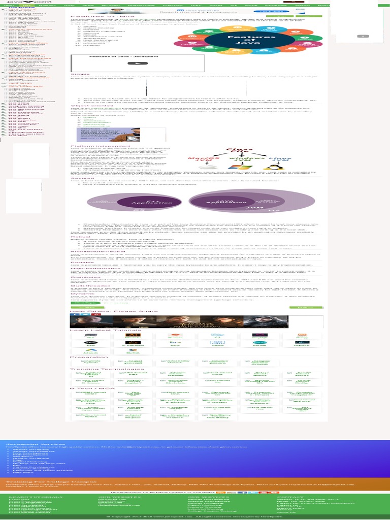 Features Of Java Javatpoint Pdf Java Virtual Machine Java Programming Language