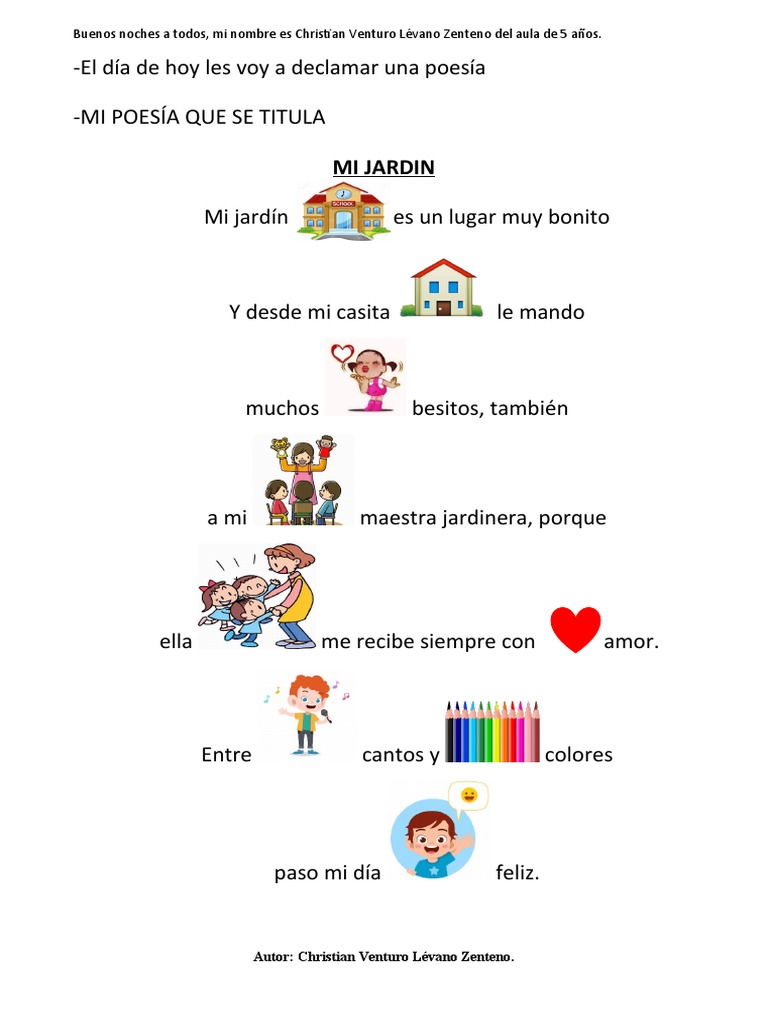 Poesía "Mi Jardín" para Niños de Inicial | PDF | Poesía