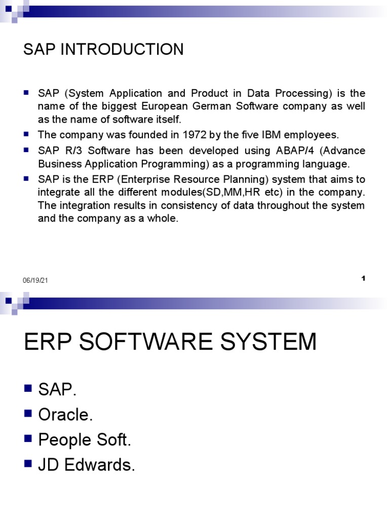 1a SAP Introduction | Download Free PDF | Enterprise Resource Planning ...
