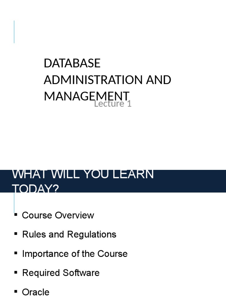 Database Administration and Management | PDF | Databases | Data Management