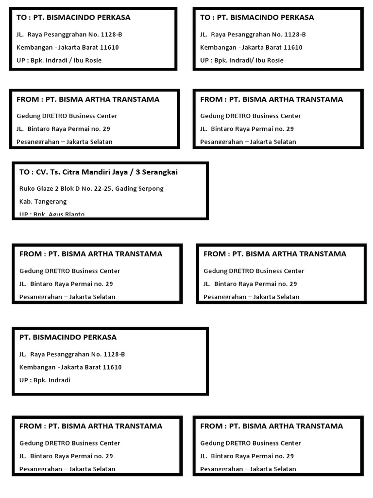Surat Pengiriman PT. Bisma Artha | PDF