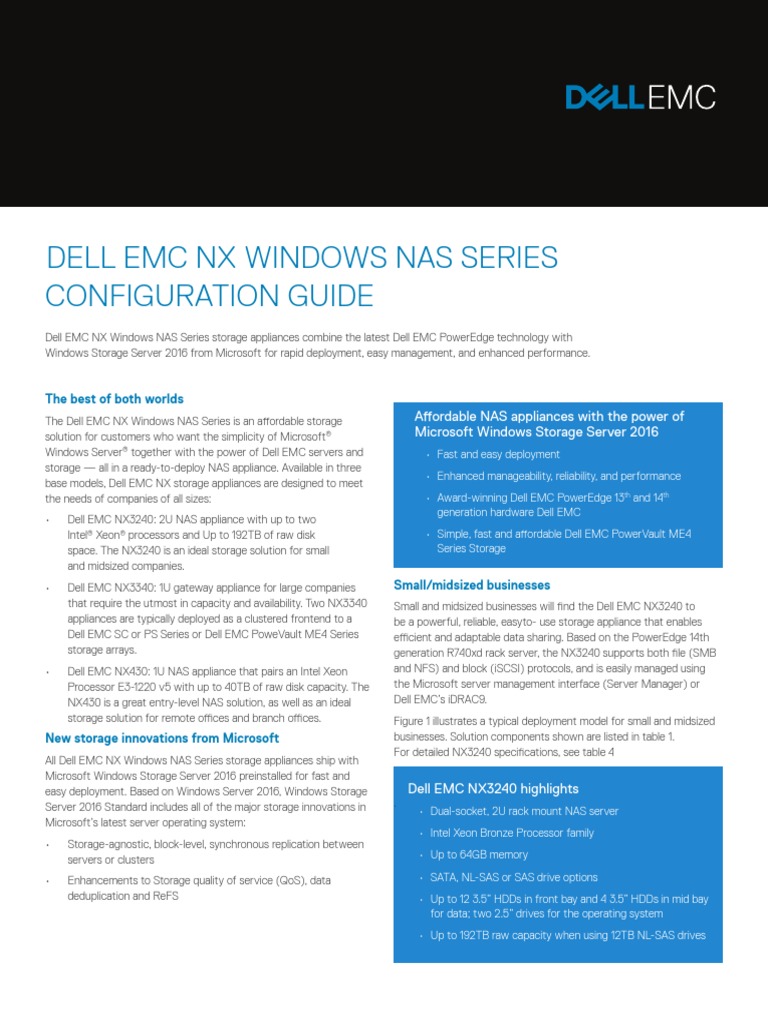 Dell Emc NX Windows Nas Series Configuration Guide: The Best of Both ...