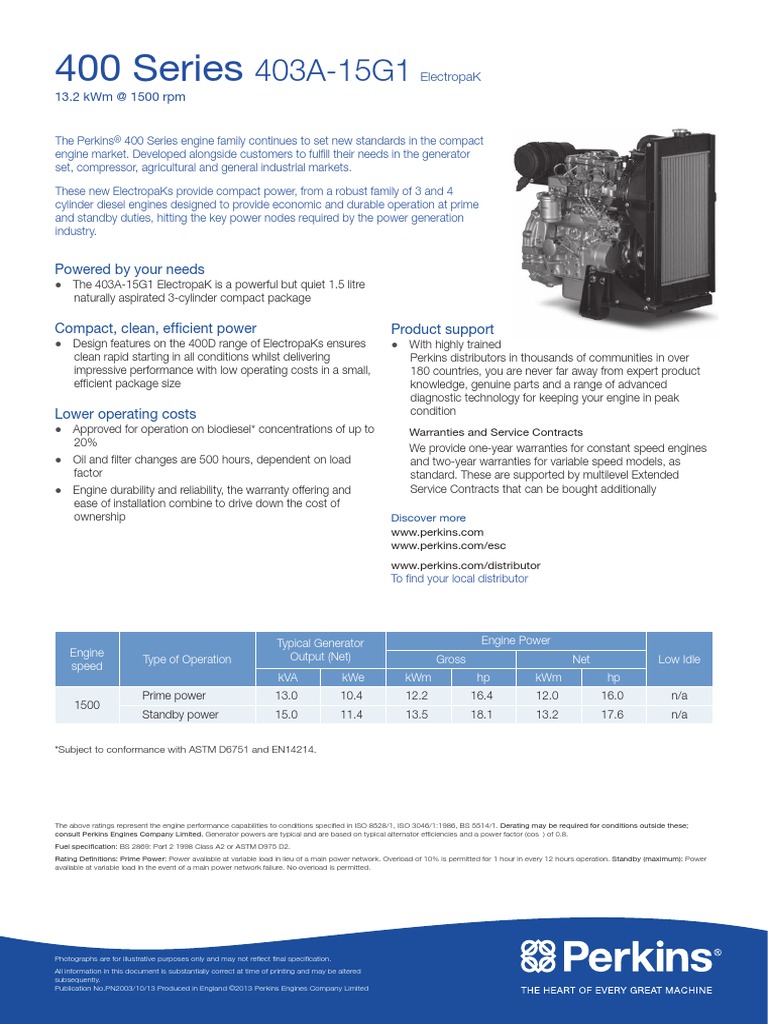 403A-15G1 ElectropaK PN2003 | PDF | Engines | Horsepower