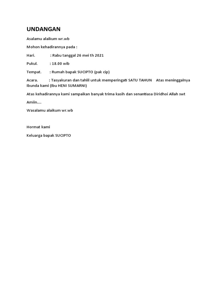 Undangan Setahunan | PDF | Agama & Spiritualitas