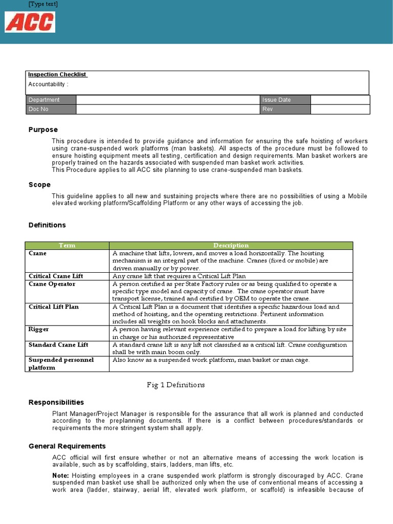 Man Basket Operation Guideline - 1 | PDF | Crane (Machine) | Elevator