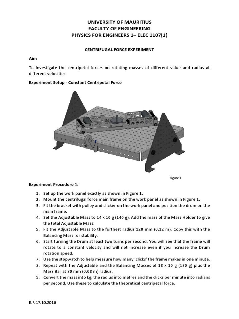 Centrifugal Force Experiment Guide | PDF | Mass | Velocity