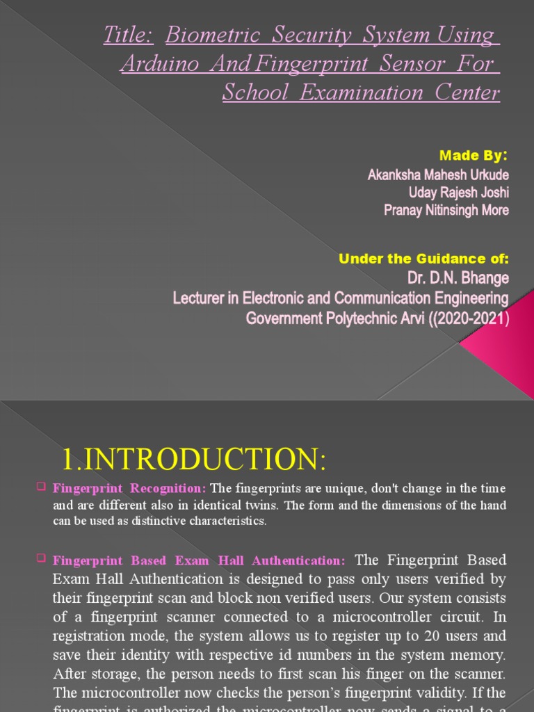 Title: Biometric Security System Using Arduino and Fingerprint Sensor For School Examination ...