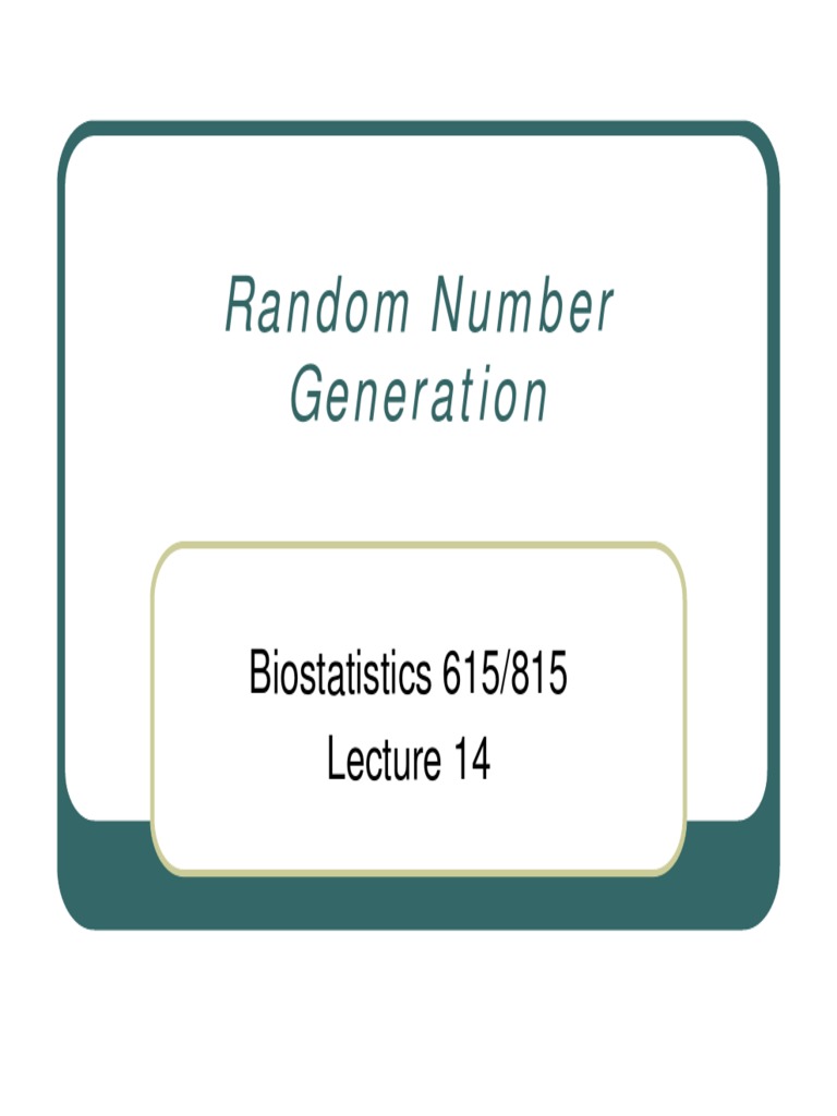 Generating Random Numbers W. Implementation in C | PDF | Randomness | Probability Distribution